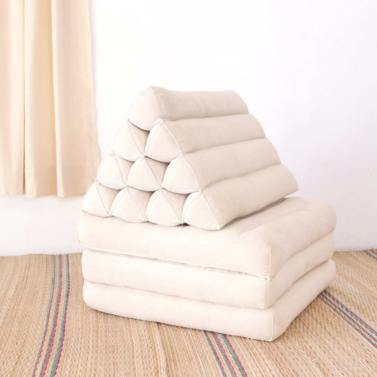 PRA PA WEE - Thai Triangle Pillow (3-Fold - White) - Versatile Cushion