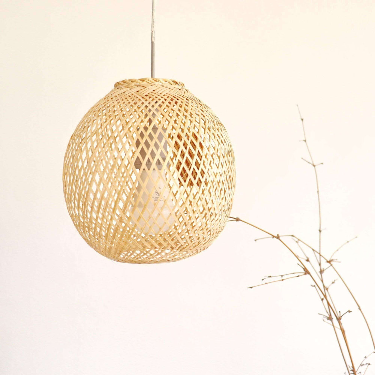 Bamboo Pendant Lighting - Natural & Black Hanging Shades (Hand Woven ...