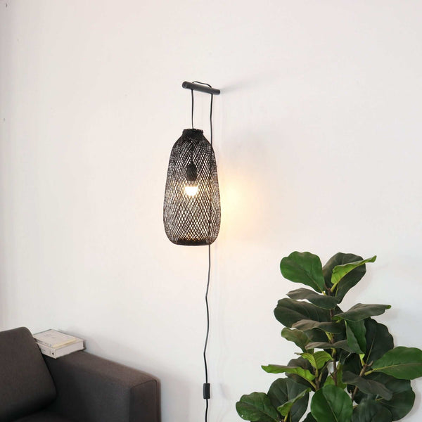 ME TI NEE - Black Boho Wall Sconce (Plug in)