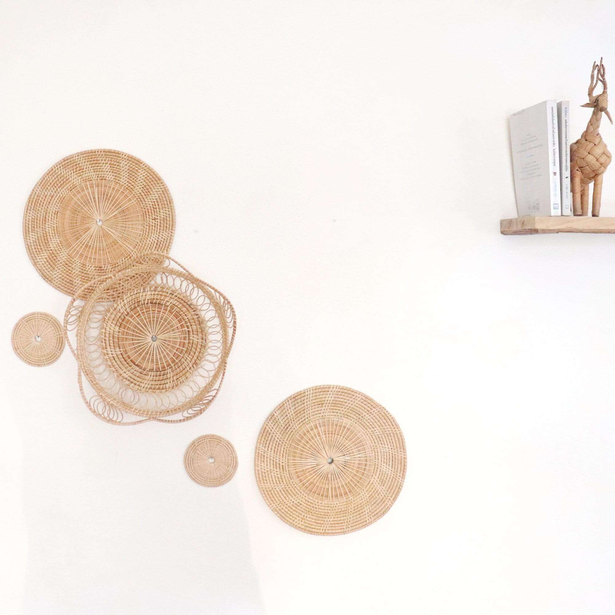 SARANG - Rattan Wall Decor - Handcrafted Natural Rattan (Set of 5)